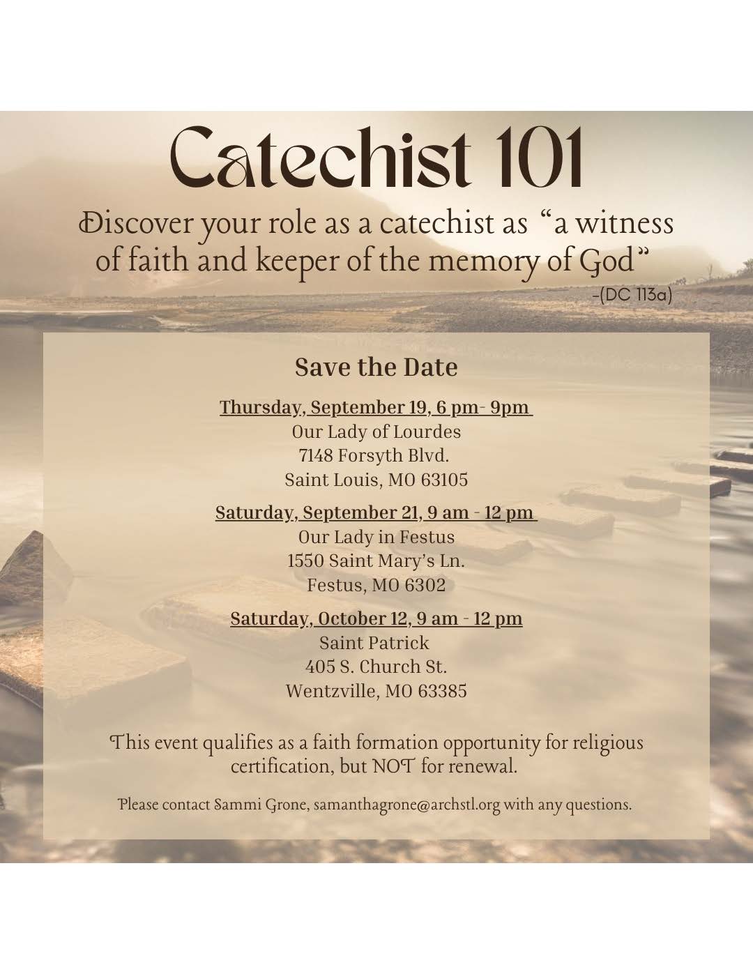Catechist 101 Workshop - Archdiocese of St. Louis
